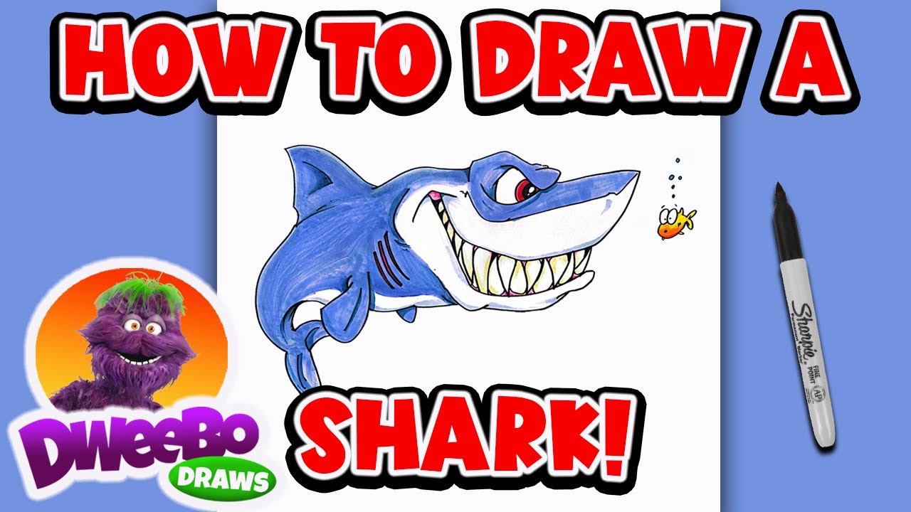 How to Draw a Shark 🦈 | Dweebo Draws | Art for Kids | Learning for kids ...