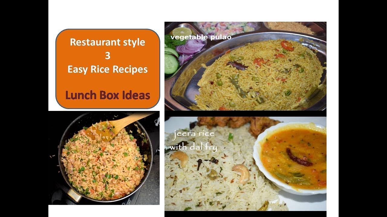 3 Flavours of Rice (Restaurant Style)/Quick Lunch Box Ideas/Ricebath ...