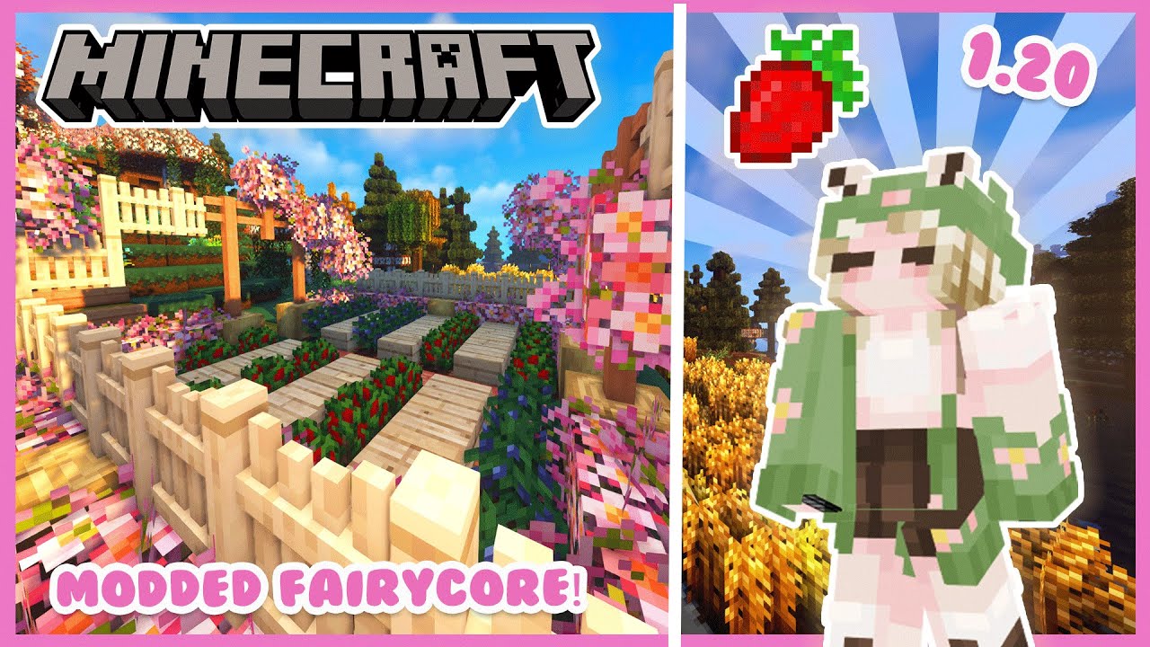 🧚‍♀️ Fairycore Strawberry Farm & Decorating 🌷 EP 2 (Minecraft 1.20 ...