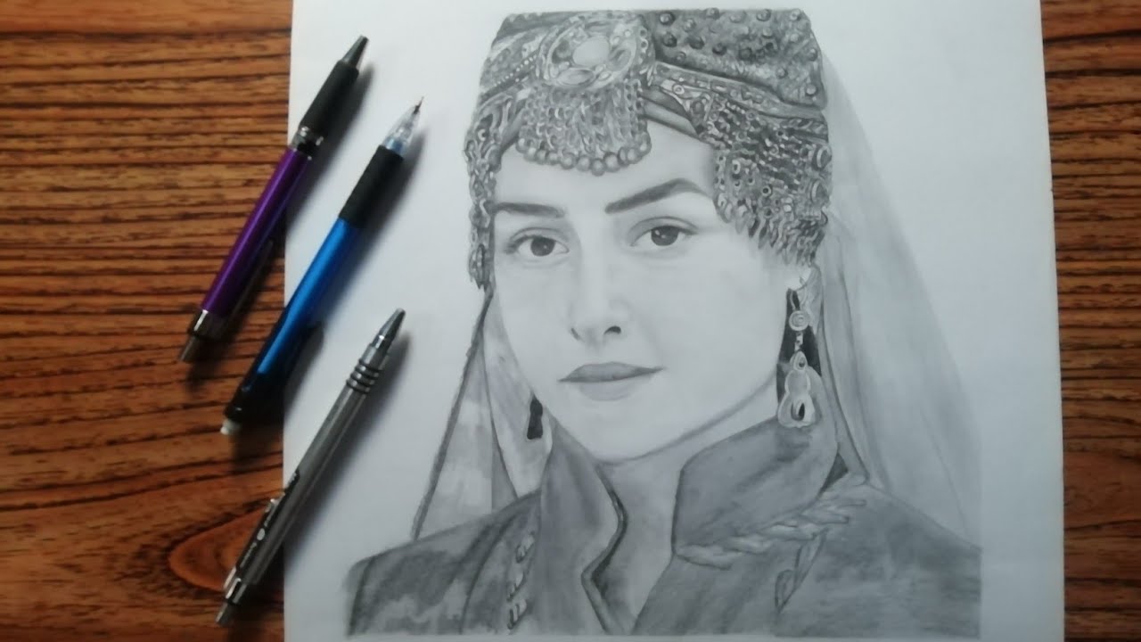 Halima Sultan Ertugrul Ghazi Drawing |Esra Bilgic Drawing |Sketch Of ...