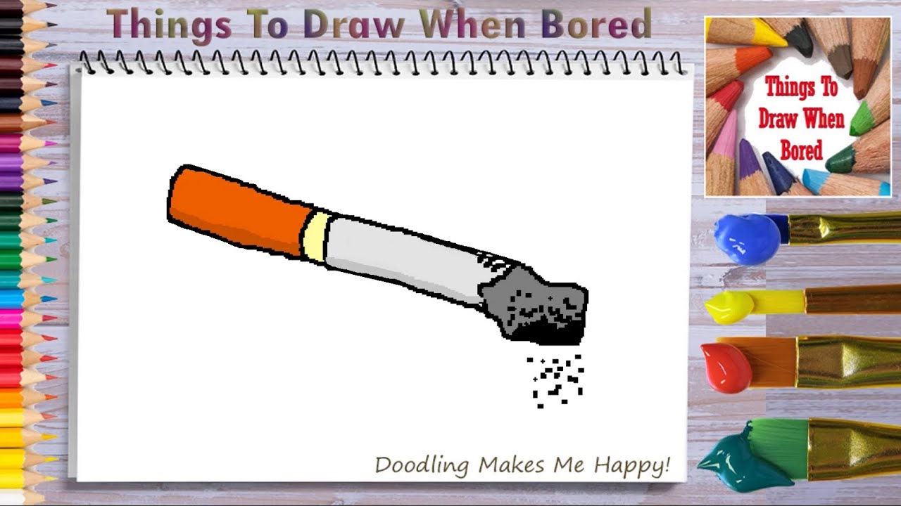 How To Draw A Burning Cigarette Easy Step By Step For Beginners - YouTube