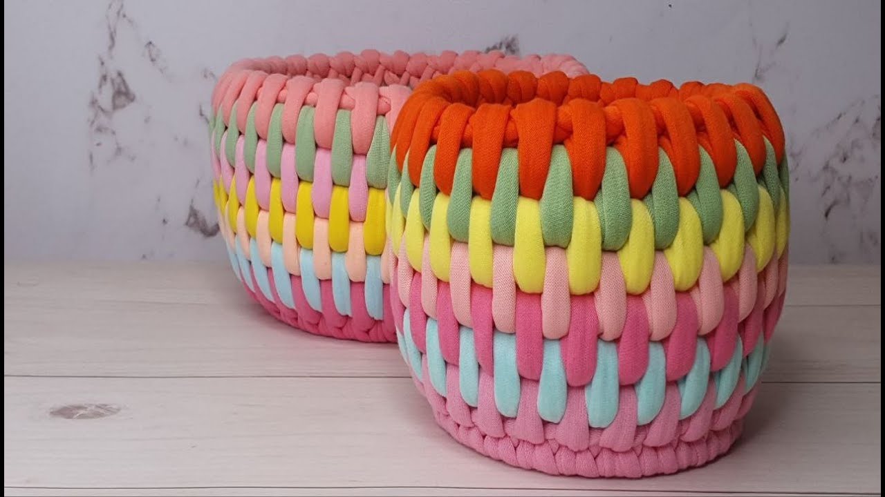 Crochet Brick Stitch Basket For Beginners Amazing Pattern🌈 - YouTube