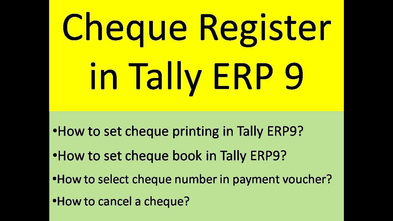 How To Set Cheque Book How To Print Cheque In Tally cheque Register In How To Set Cheque Book How To Print Cheque In Tally cheque Register In