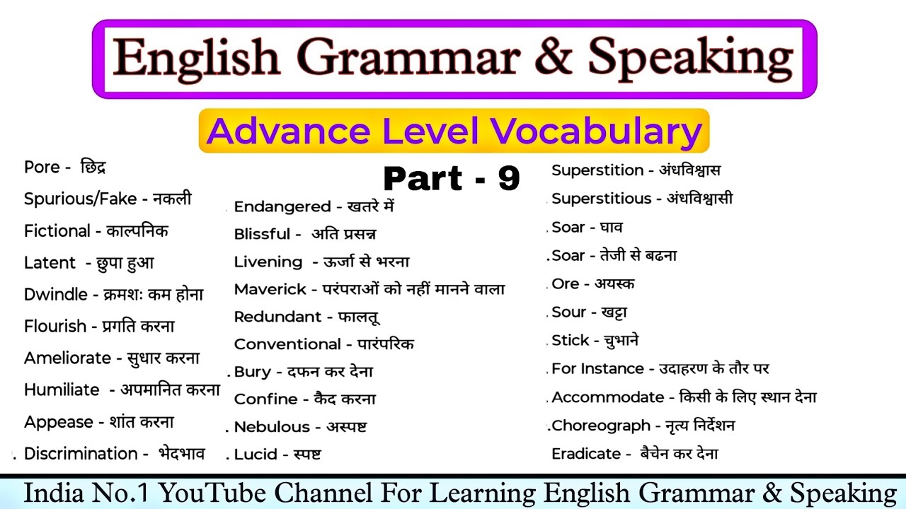 Vocabulary | Advance Level |Part 9| 35000 Word Meaning | SSC, UPSC, CGL ...