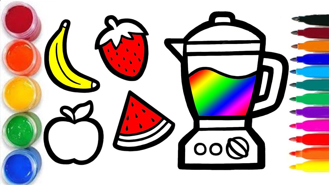 Drawing fruits and fruit machine blender for kids / Bolalar uchun meva ...