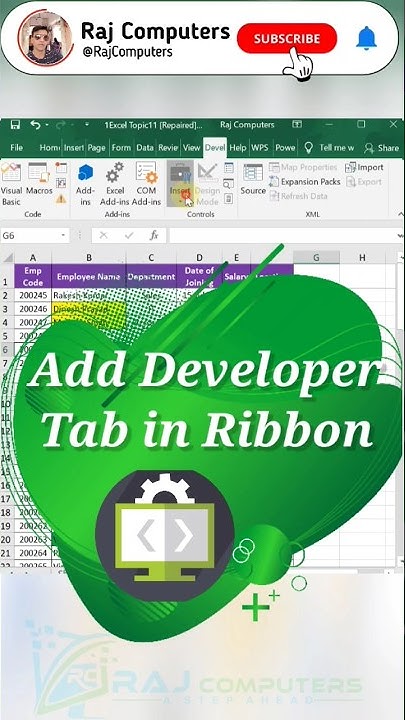 How to add Developer tab in ribbon in excel | Raj Computers | Raj sir #shorts #exceltricks # ...