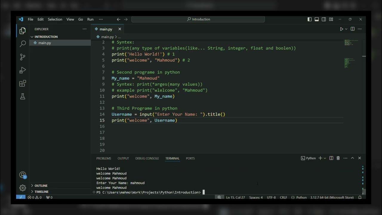 Python Tutorial no. 1 - YouTube