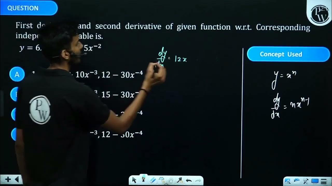 First derivative and second derivative of given function w.r.t . Crresponding independent ...