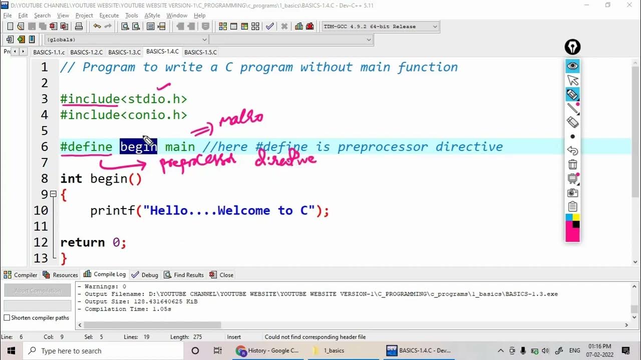 Print message without main() function in C - YouTube