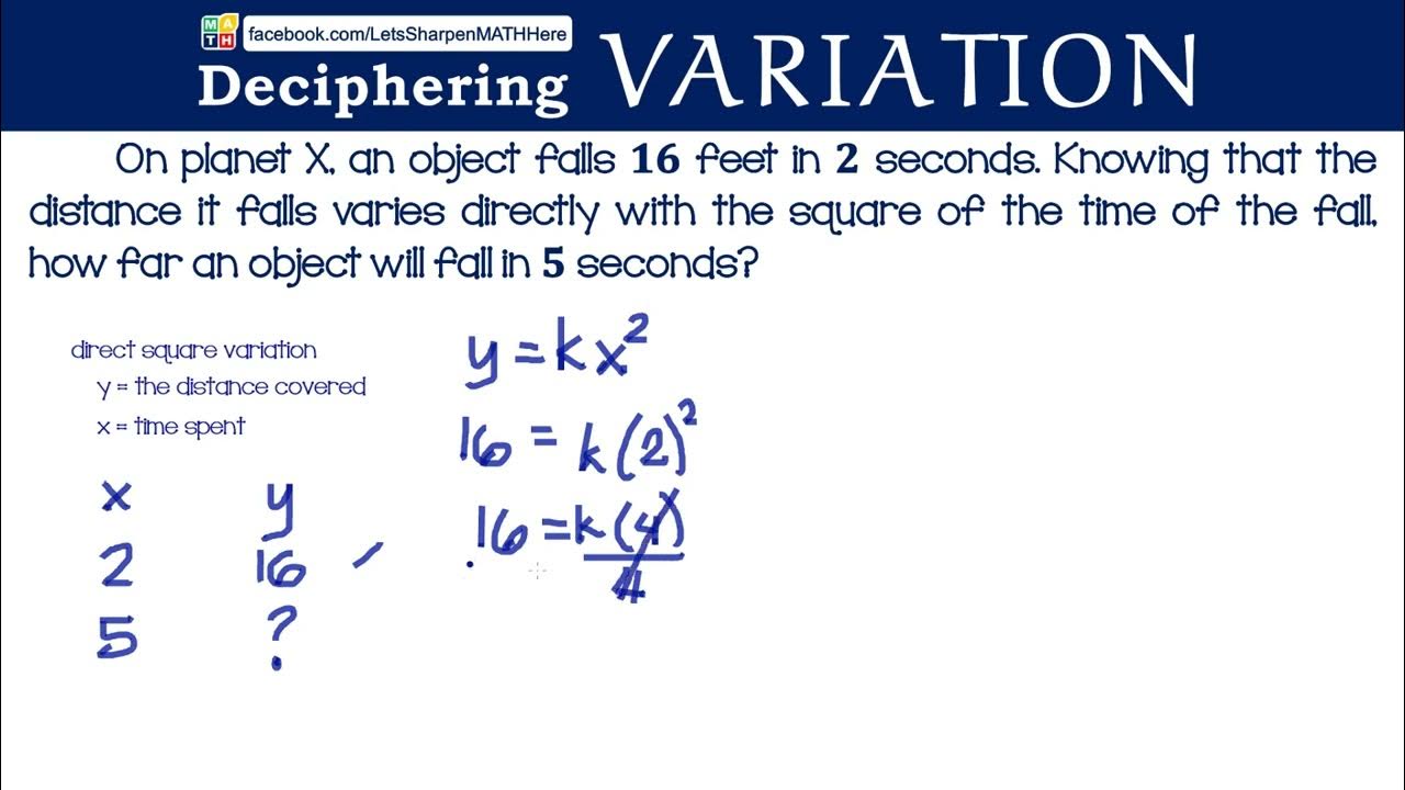 Solving Direct Square Variation_1 - YouTube