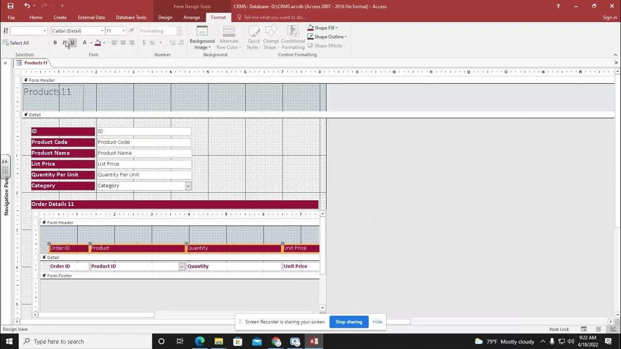 3.2 Access - Formatting Forms |اكسس بالعربي |Designing Forms in Access ...