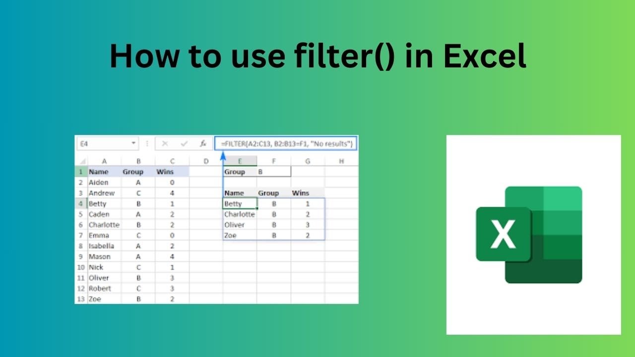 How to use filter() in Excel - YouTube