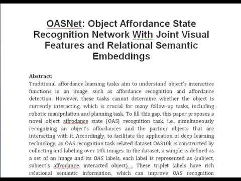 OASNet Object Affordance State Recognition Network With Joint Visual Features and Relational ...