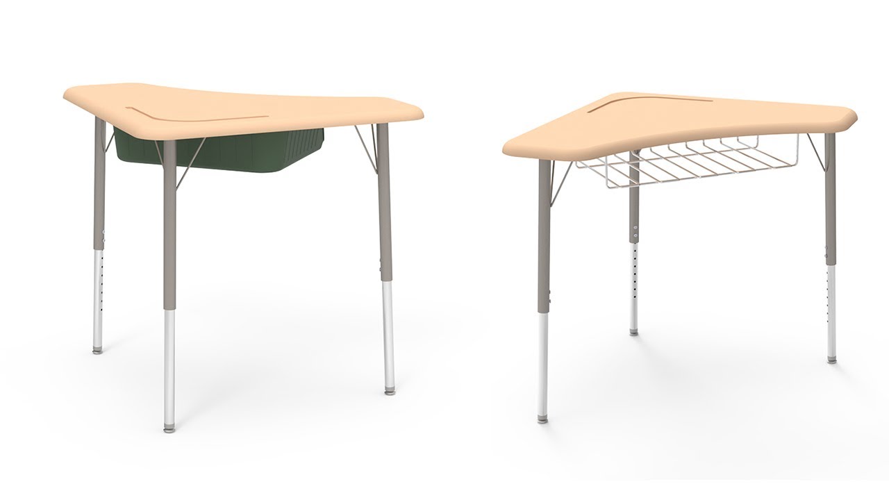 school collaborative triangle desk with hard plastic top - YouTube