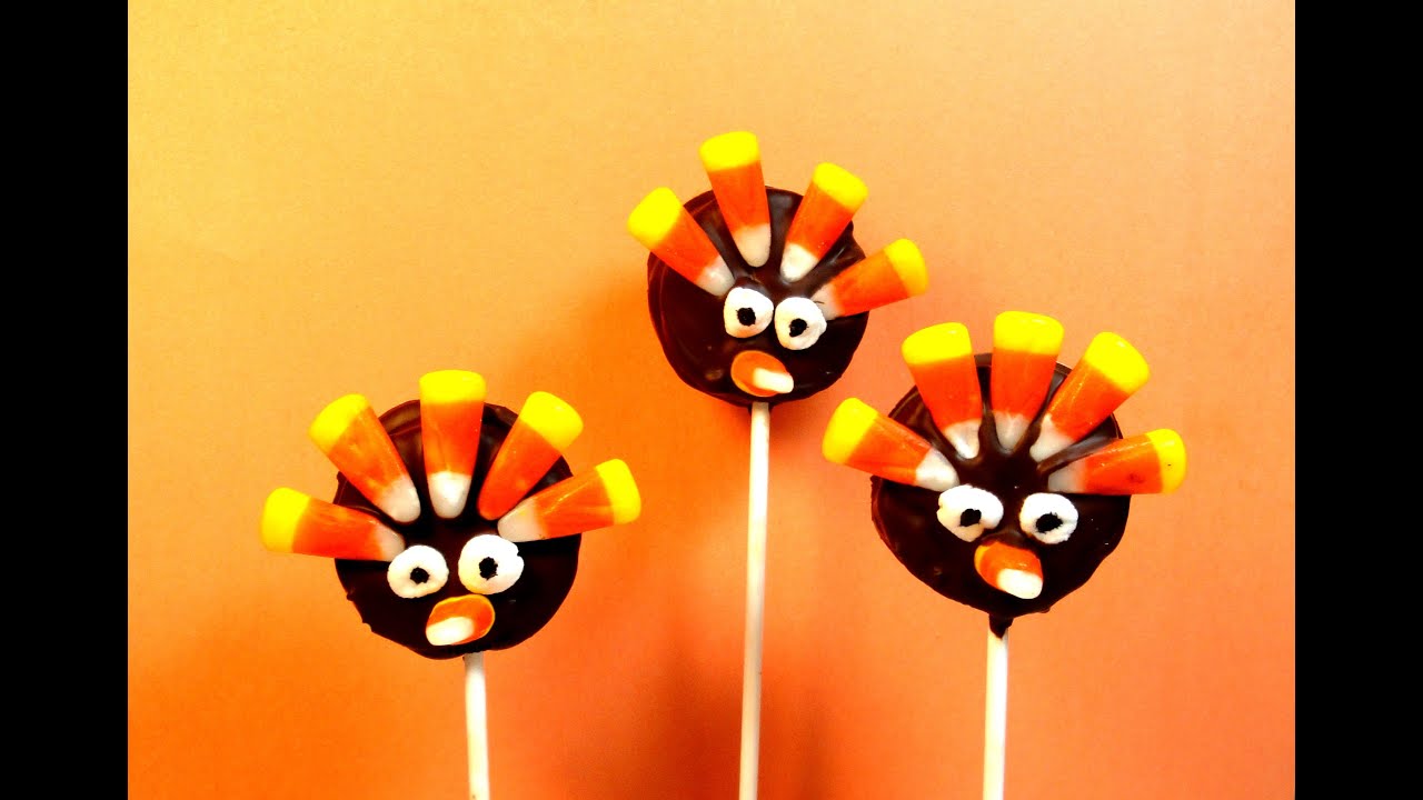 Chocolate covered OREO turkey pops --- thanksgiving fun pops - YouTube