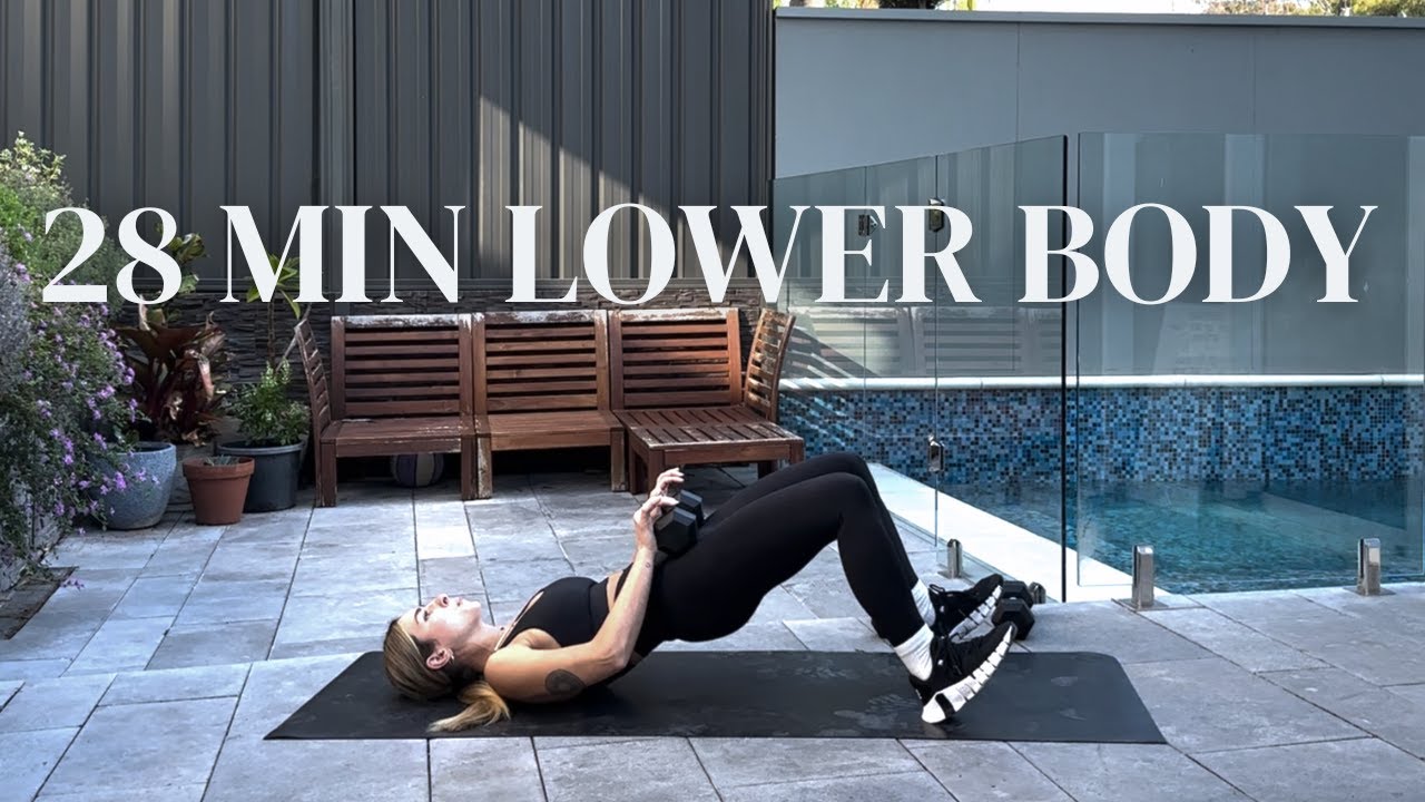 28 MIN LOWER BODY WORKOUT // At Home Workout, With Dumbbells - YouTube