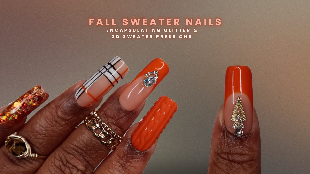 Fall Press On Nails + Glitter Encapsulation Tutorial 🍁 - YouTube