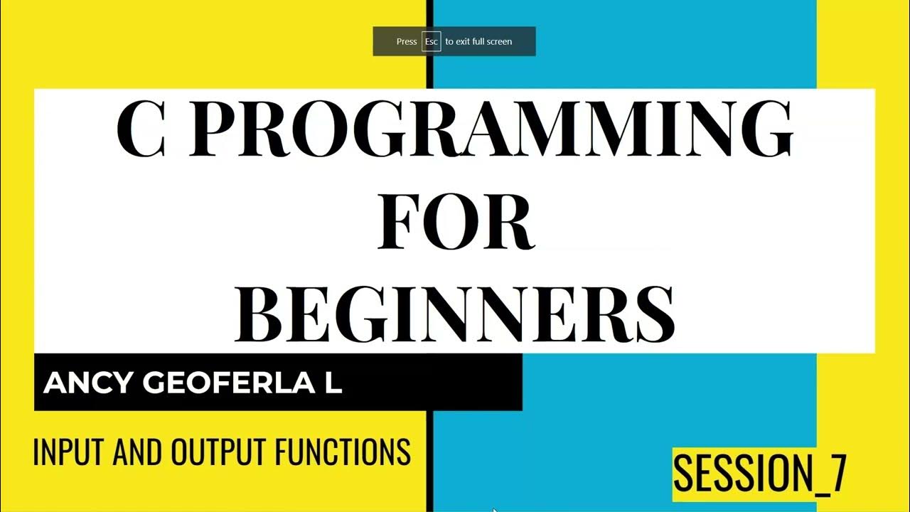 C 07 Input Output Functions C Programming For Beginners Youtube