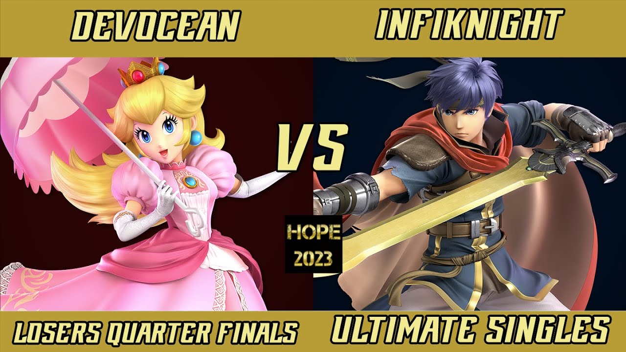 Hope 2023 Losers Quarter Finals - Devocean (Peach) vs. Infiknight (Ike) - SSBU - YouTube