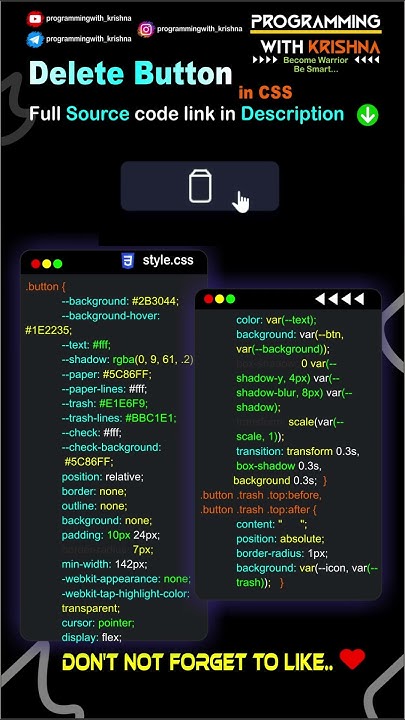 Delete Button Hover Programmingwithkrishna Html Css Js