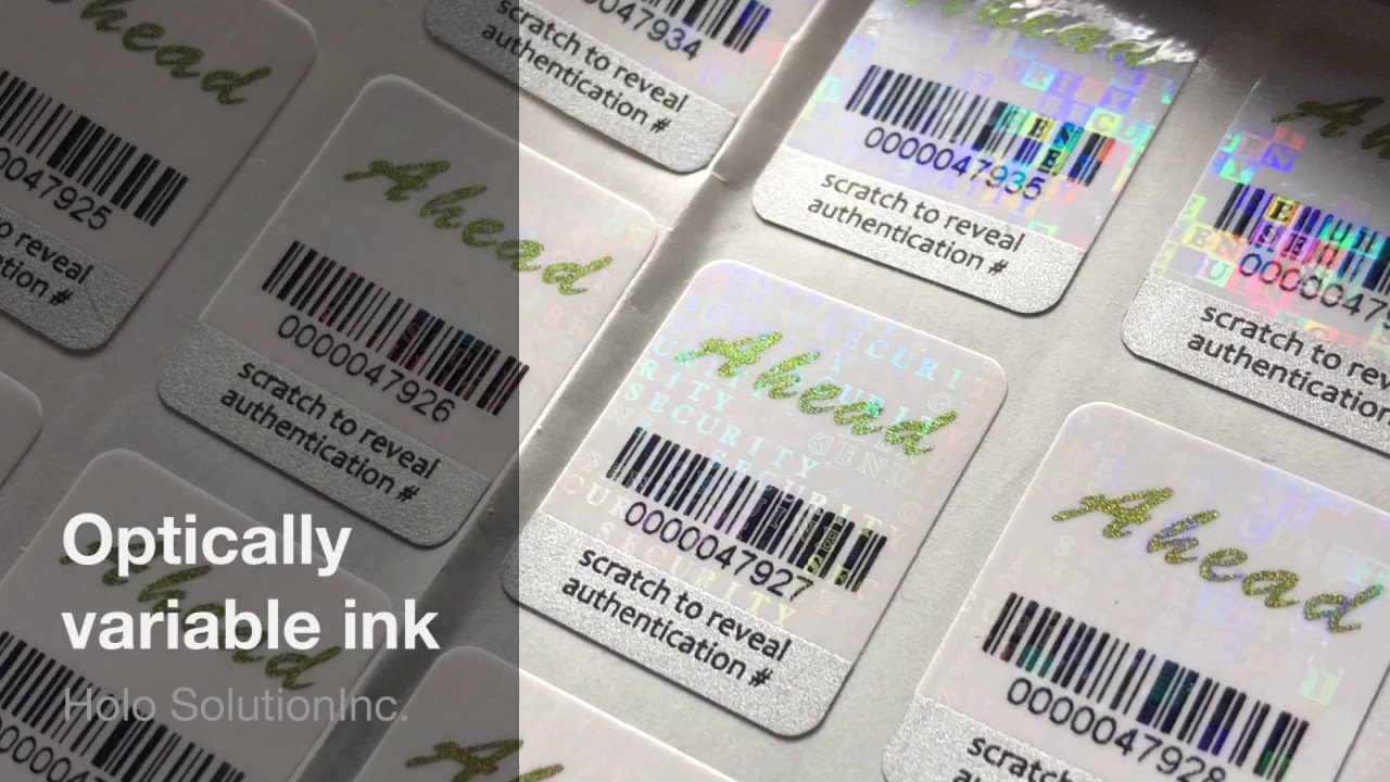 Optically Variable Ink Security Label | Holo Solution Inc. - YouTube