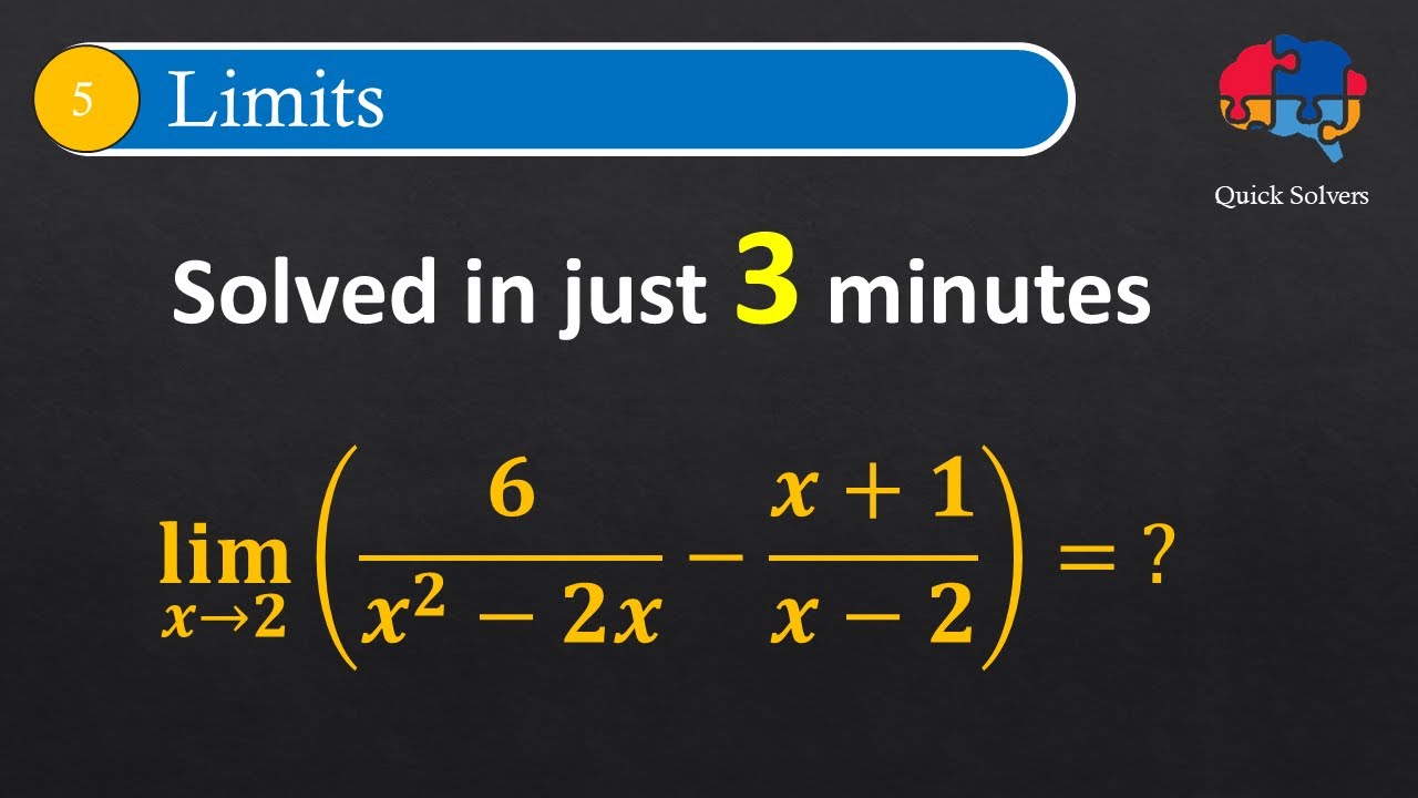 Insane Limit Problem Solved in Seconds! | lim(x→2)[6/(x²−2x) − (x+1)/(x ...