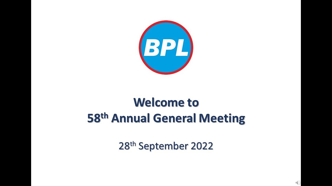 BPL Limited - 58th Annual General Meeting - YouTube