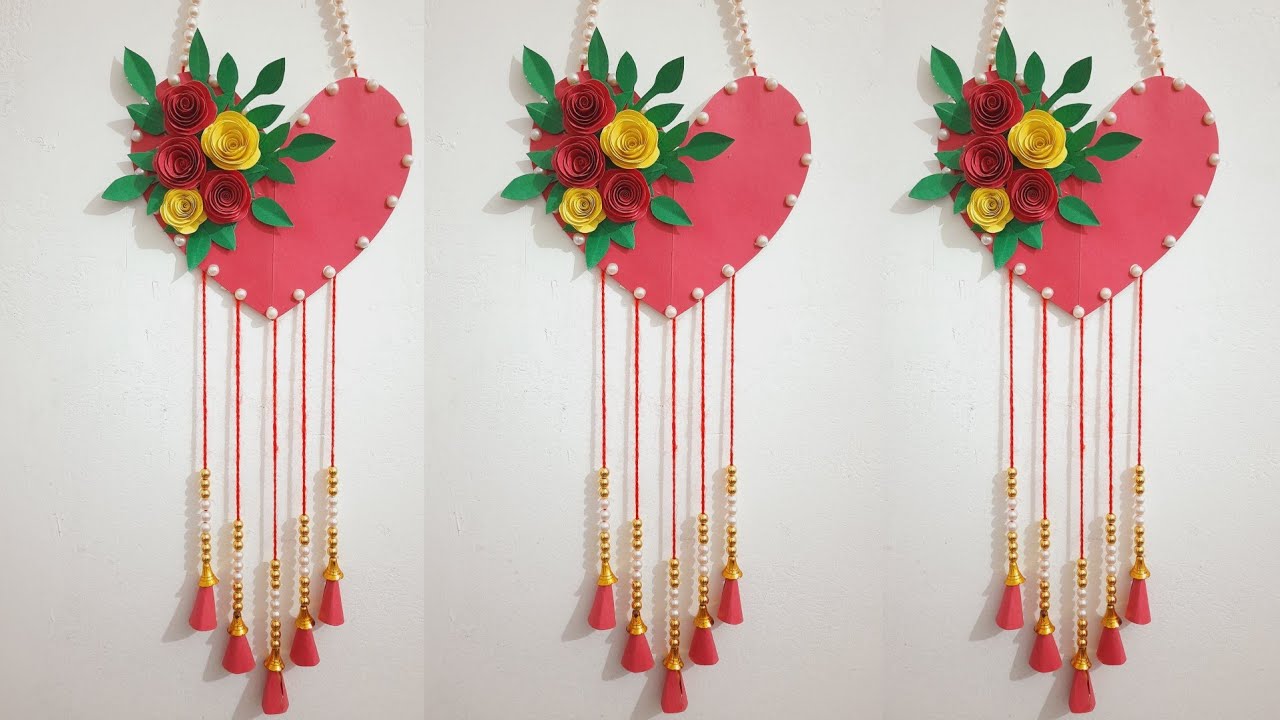 Heart Shaped Wall Hanging | Beautiful Flower Wall Hanging With Paper ...
