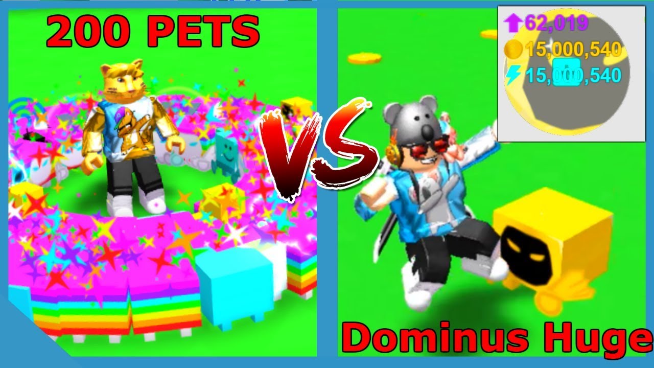 GOLD DOMINUS HUGE VS 200 DOMINUS PETS! - ROBLOX PET SIMULATOR *Broke ...