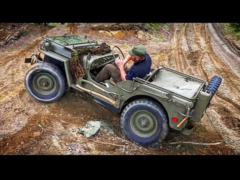 Epic Offroading. WW2 Willys Jeep. World Most Famous Historic Military Vehicles. Trandum Norway.