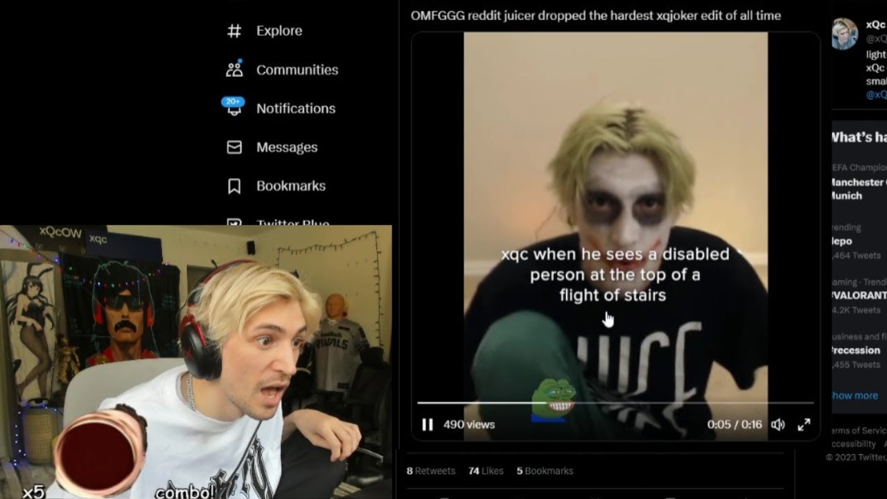 xQc reacts to the hardest Joker Edit of all time - YouTube