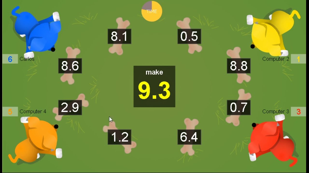 SUMA CON NÚMEROS DECIMALES - JUGANDO CON HUNGRY PUPPIES - YouTube