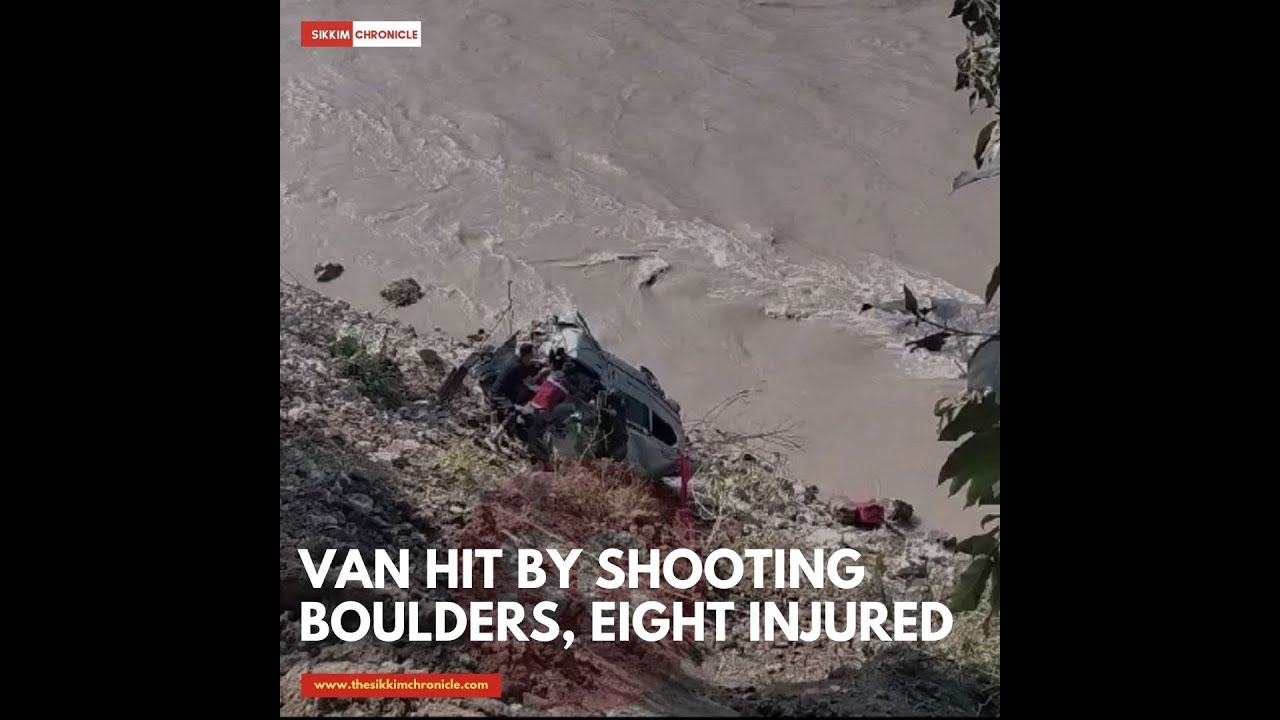 Van Hit by Shooting Boulders, Eight Injured - YouTube