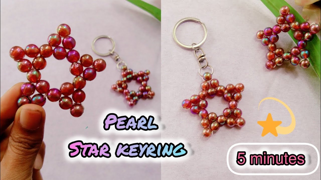 DIY how to make pearl star | beaded star | Star keyring - YouTube
