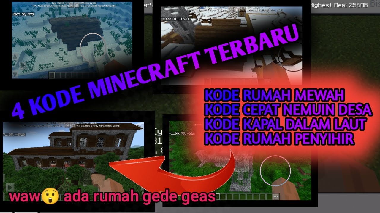 KODE MINECRAFT RUMAH MEWAH ‼️ 4 KODE DI MINECRAFT - YouTube