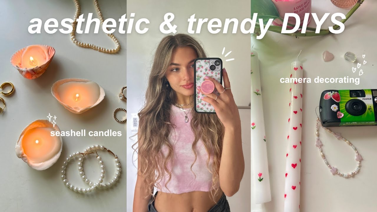 aesthetic DIYS 🎨 seashell candles, camera decorating, & candle painting ...