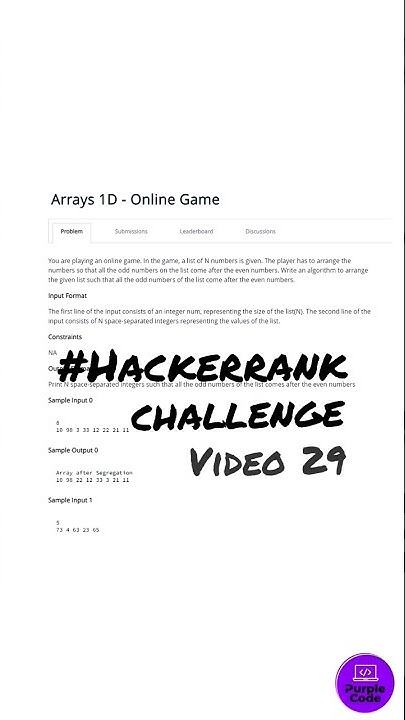 Online Game |Hackerrank Challenge |Video 29| @PurpleCode404 @HackerrankOfficial #shorts #coding ...