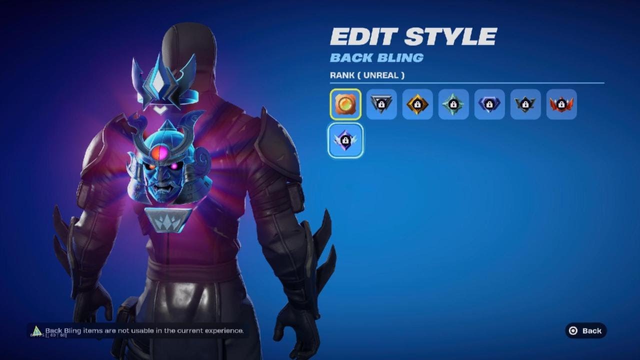 Fortnite RANKING RONIN ranked back bling all styles showcase! C6S1 ...