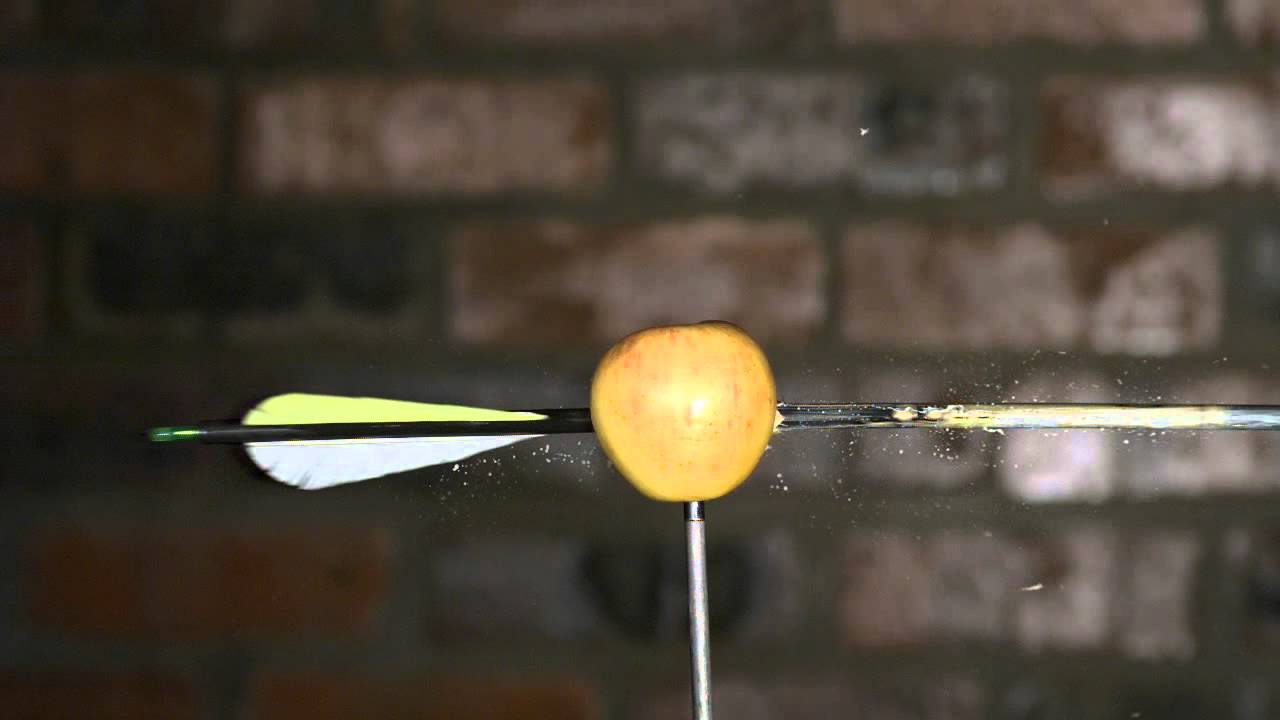 Arrow shot through Apple - YouTube