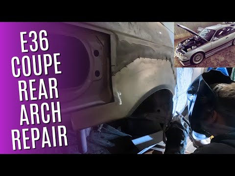BMW E36 Coupe Rear arch rust repair, cutting out, welding - YouTube