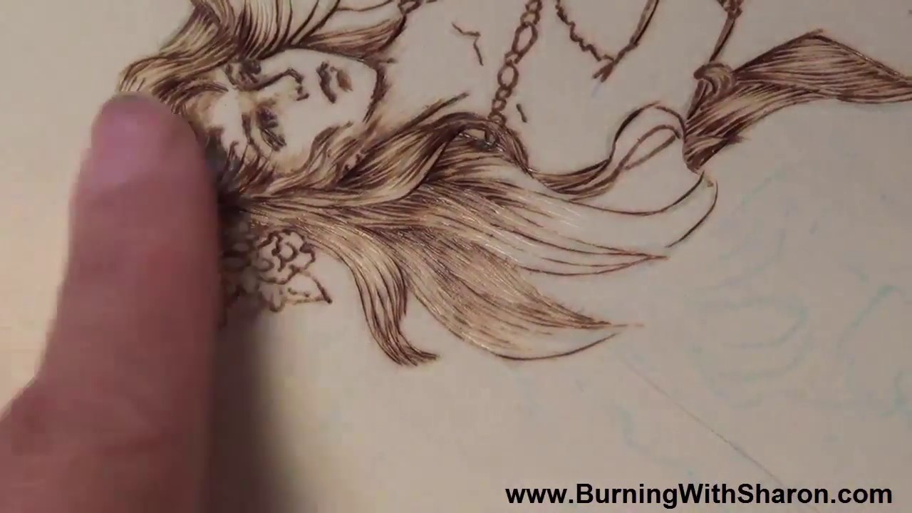 Pyrography: How to Wood Burn Mermaid Hair - YouTube