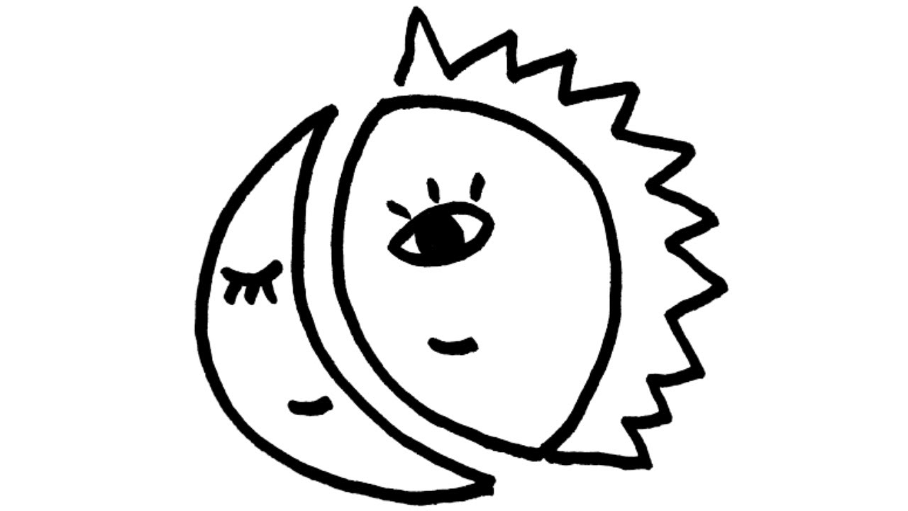 How to Draw Cute Girl Face with Half Moon & Half Sun | Step by Step ...