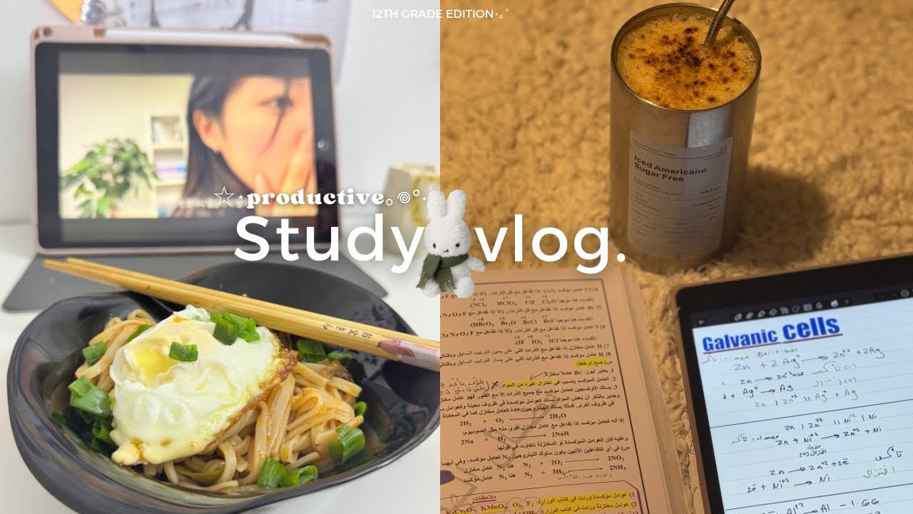 STUDY VLOG| senior👩🏽‍🎓,what I eat, 2025 routine,lots of studying,delicious food+ramen 🍜recipe ...
