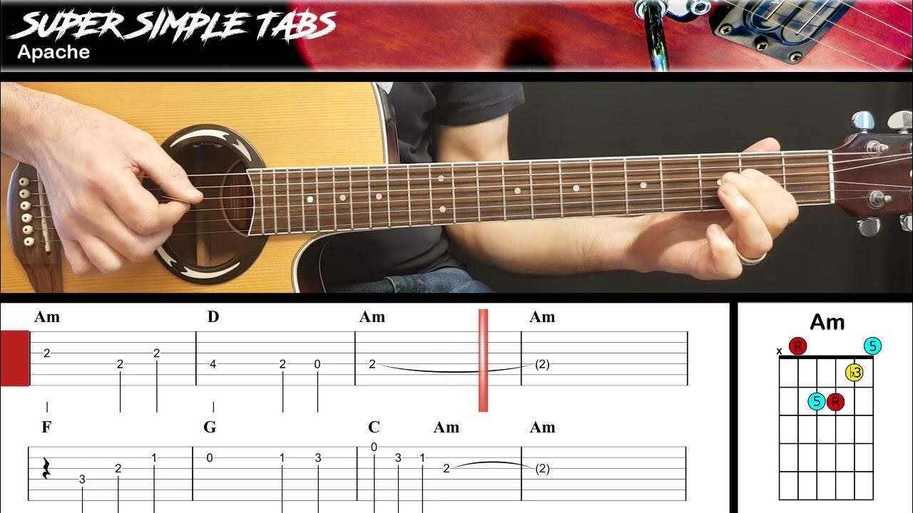 Apache (ver2) - The Shadows | GUITAR LESSON | Super Simple Tabs - YouTube