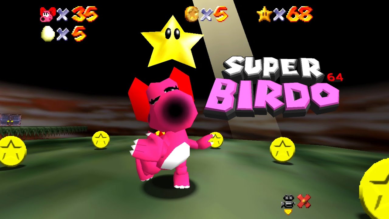 Super Birdo 64 Mod Full Screen 16:9 Hazy Maze Cave Complete (Gameplay ...