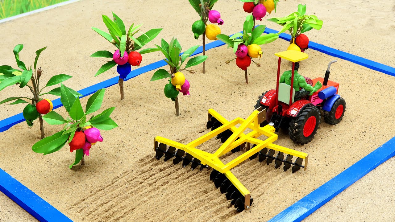 Diy making mini plough machine planting field of Guava fruit rainbow ...