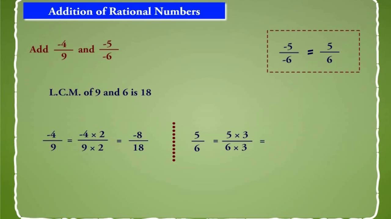 Addition Of Rational Numbers- Example - Youtube