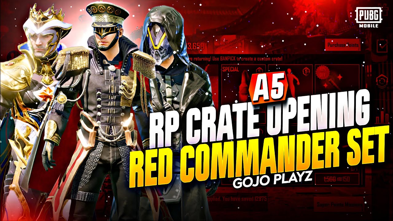 Red Commander Set Opening | A5 RP Crate Opening | A5 Royal Pass | PUBG ...