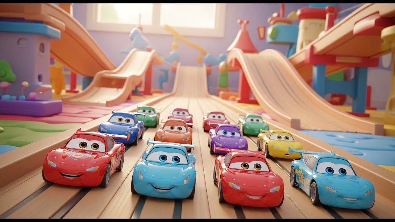 Ten Tiny Cars Zooming Down the Track 🚗🏁 | Learn Numbers for Kids | Fun ...