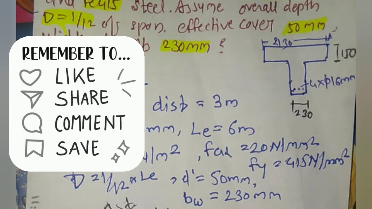 Design of flanged Beam #02 |T-BEAM | Design of RCC - YouTube